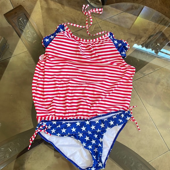 Swim | Womens Xl Stars And Stirpes 2 Pc Bathing Suit Nwot | Poshmark